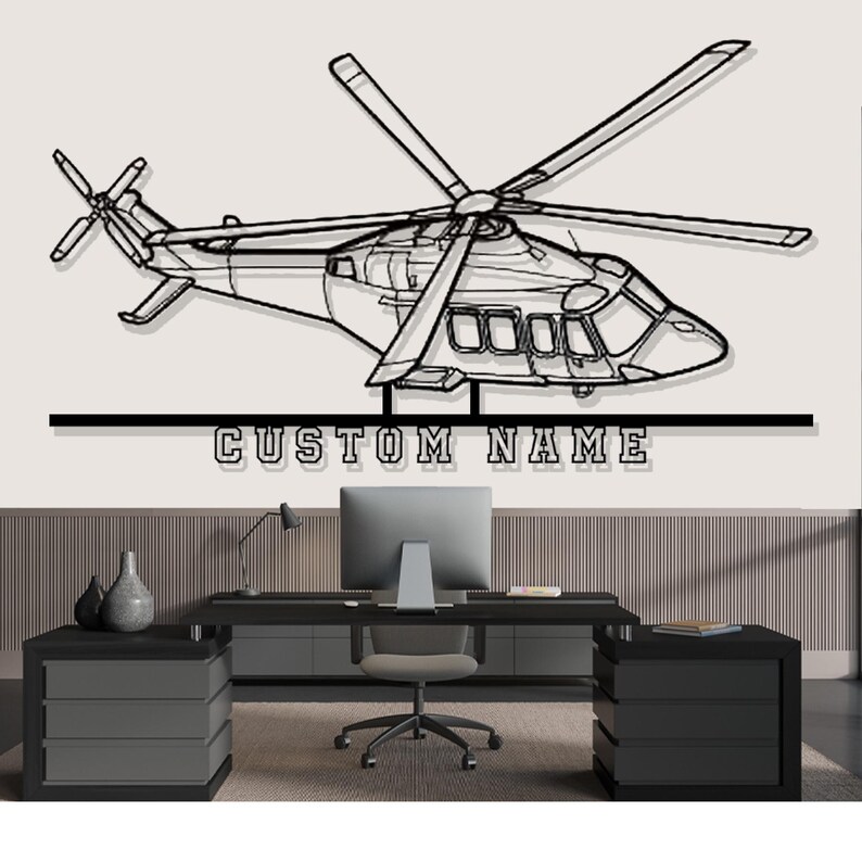 Agusta Westland AW139S Helicopter Silhouette Metal Wall Art, Custom ...