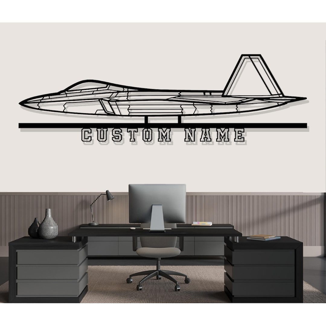 Lockheed Martin F 22 Raptor Airplane Silhouette Metal Wall Art, Custom ...