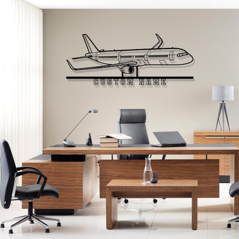 Airbus A321 Neo Airplane Silhouette Metal Wall Art, Custom Metal Wall ...