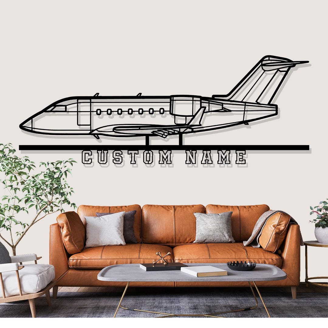 Bombardier Challenger 604 Airplane Silhouette Metal Wall Art, Custom ...
