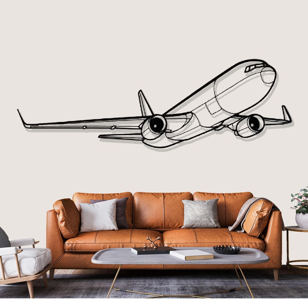 Boeing 767 300F Angle Airplane Metal Wall Art, Airplane Silhouette Wall ...