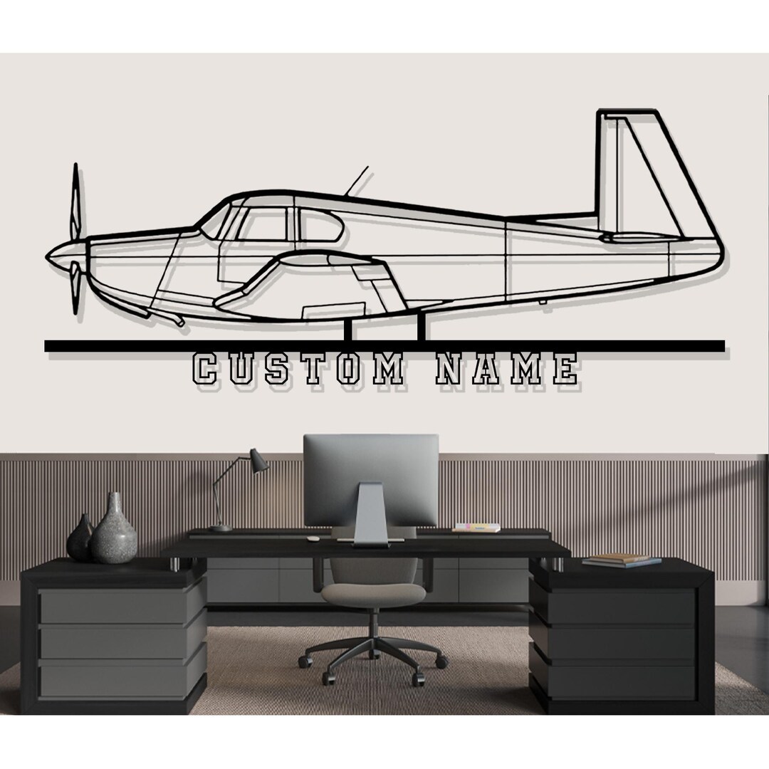 Mooney M20E Airplane Silhouette Metal Wall Art, Custom Metal Wall Decor ...