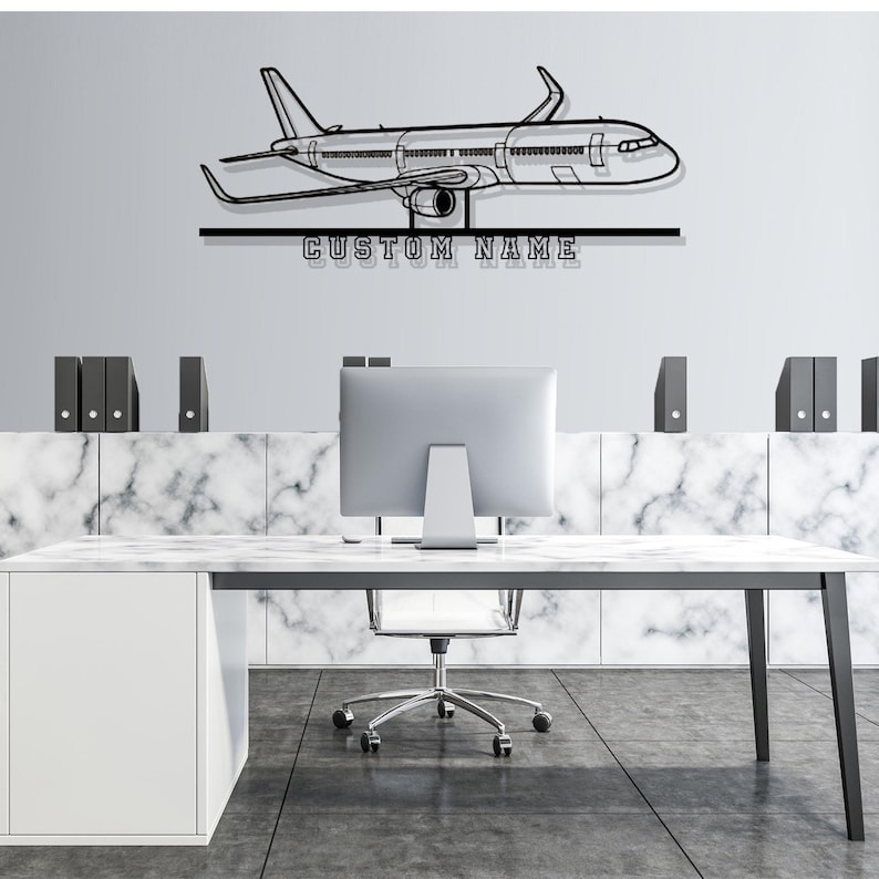 Airbus A321 Neo Airplane Silhouette Metal Wall Art, Custom Metal Wall ...