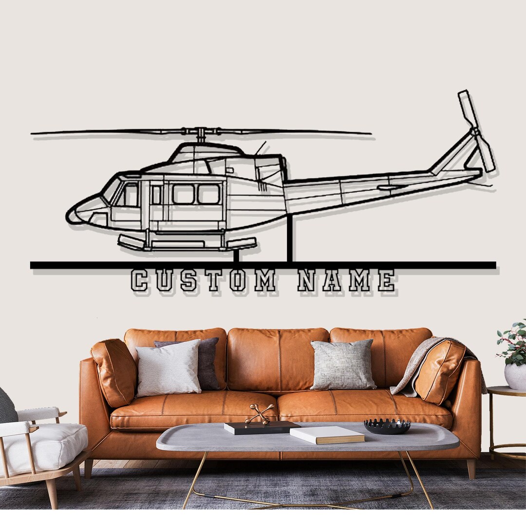 Bell 412 Helicopter Silhouette Metal Wall Art, Custom Metal Wall Decor ...