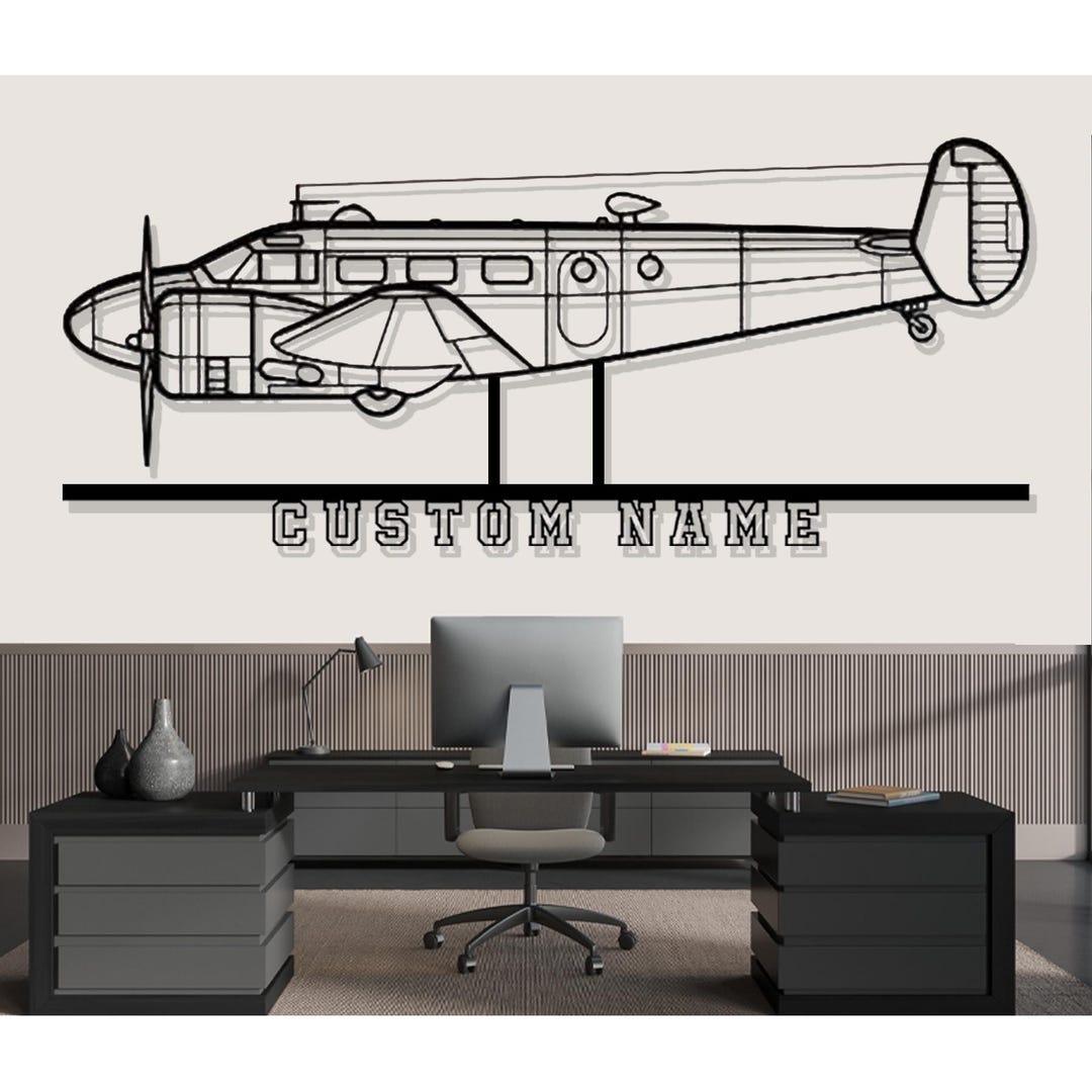 Beechcraft Model 18 Expeditor 3NM Airplane Silhouette Metal Wall Art ...