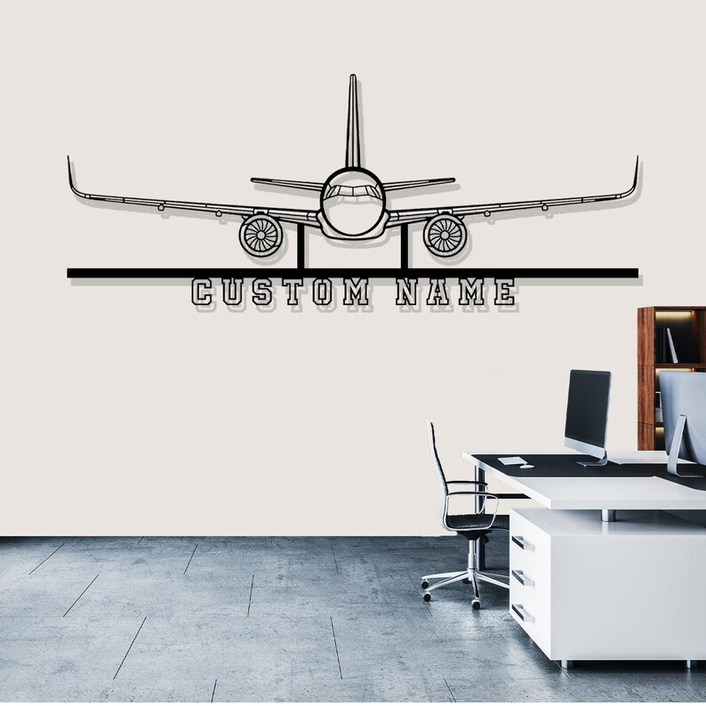 Airbus A321 Airplane Silhouette Metal Wall Art, Custom Metal Wall Decor ...