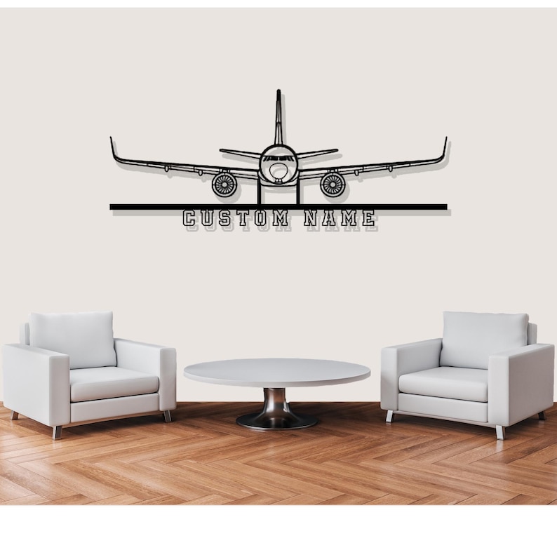 Airbus A320 Neo Airplane Silhouette Metal Wall Art, Custom Metal Wall ...