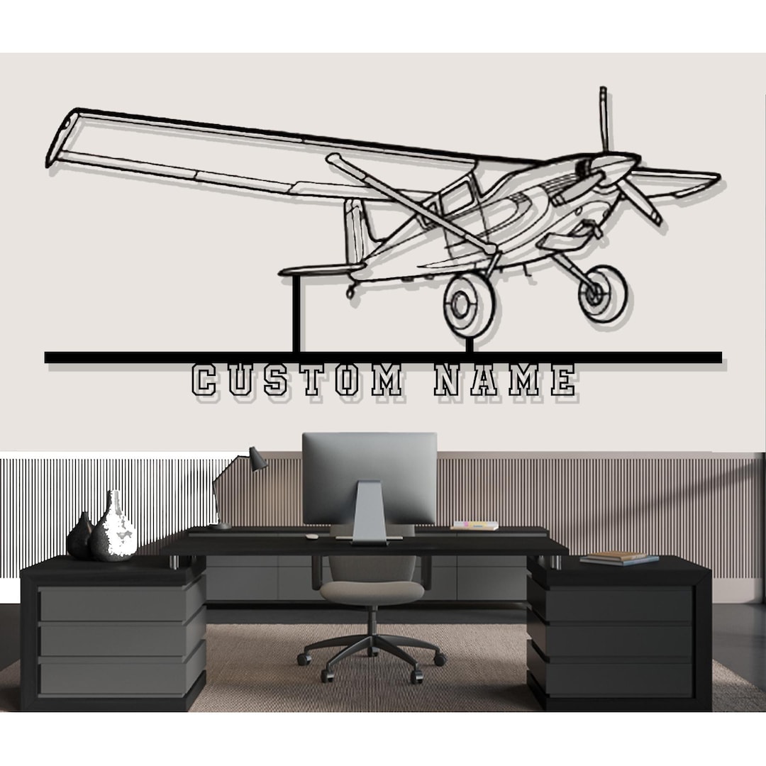 Cessna 180 1956 Airplane Silhouette Metal Wall Art, Custom Metal Wall ...