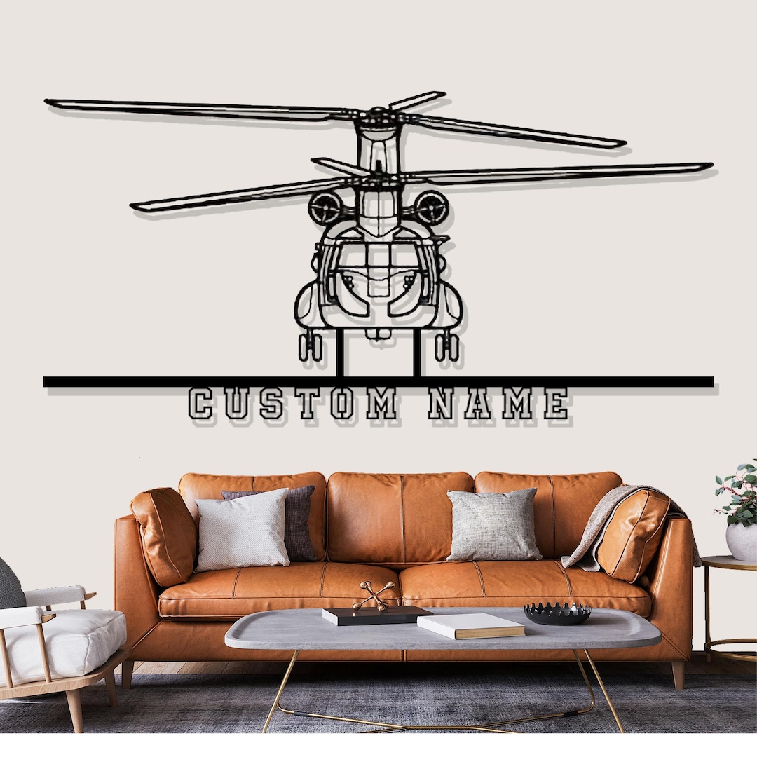 Boeing CH47D F Chinook Helicopter Silhouette Metal Wall Art, Custom ...
