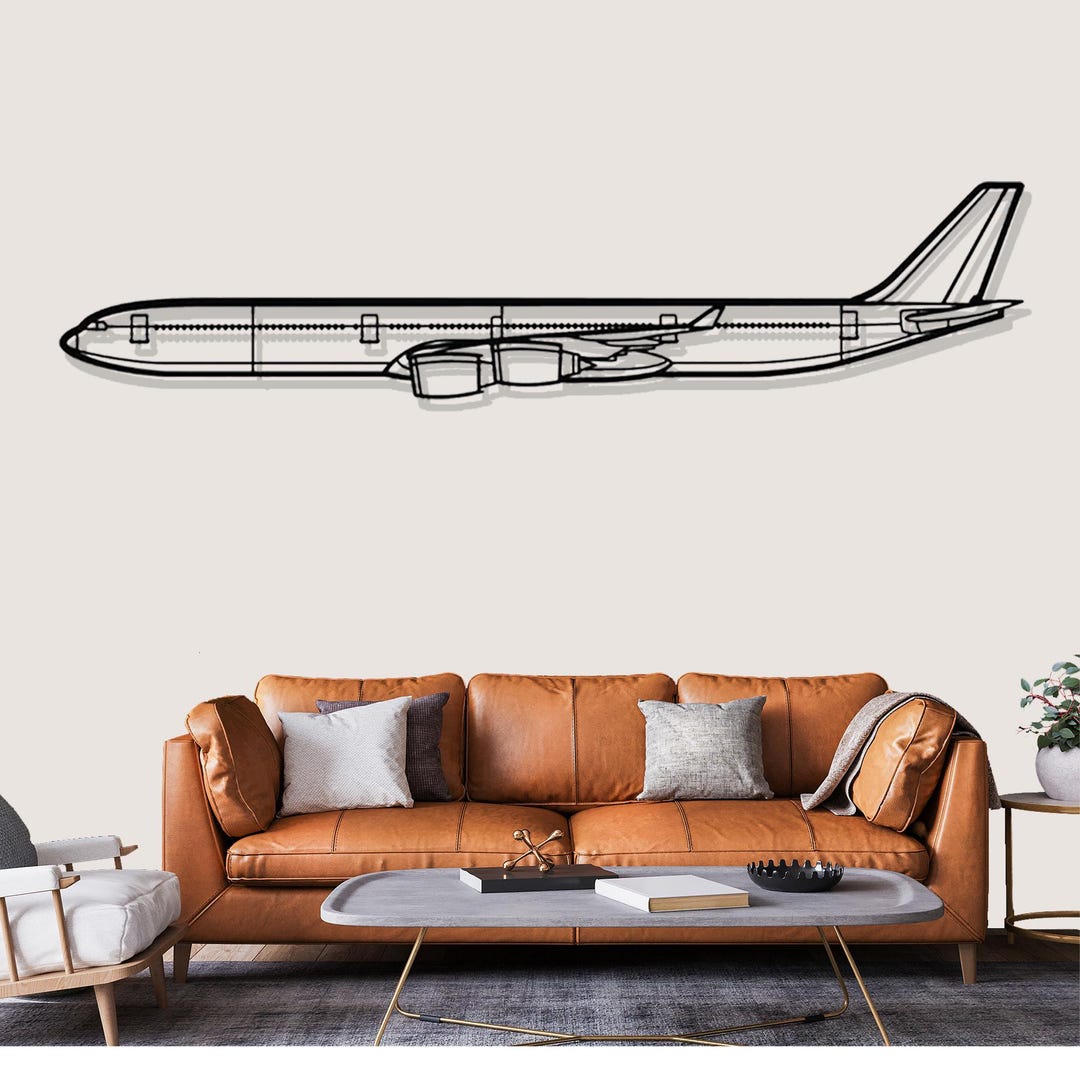 Airbus A340 600 Airplane Metal Wall Art, Airplane Silhouette Wall Decor ...
