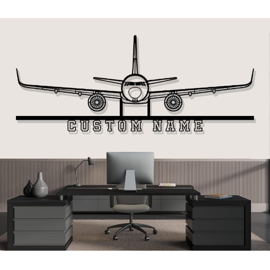 Airbus A320 Neo Airplane Silhouette Metal Wall Art, Custom Metal Wall ...