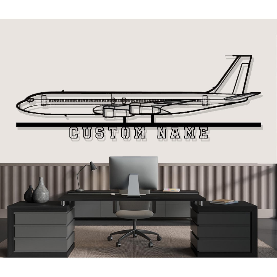 Boeing 707 Airplane Silhouette Metal Wall Art, Custom Metal Wall Decor ...