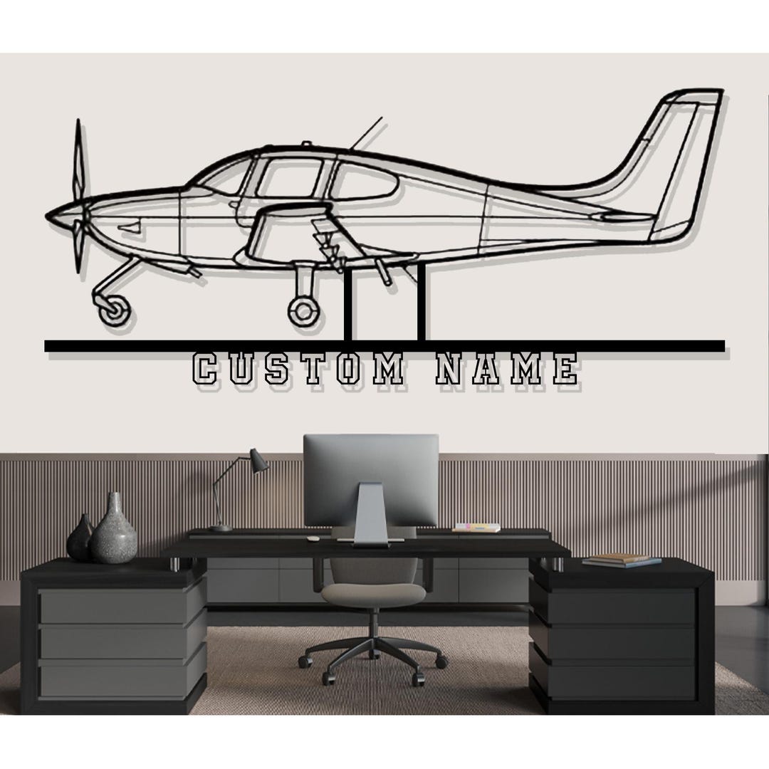 Cirrus SR20 Airplane Silhouette Metal Wall Art, Custom Metal Wall Decor ...