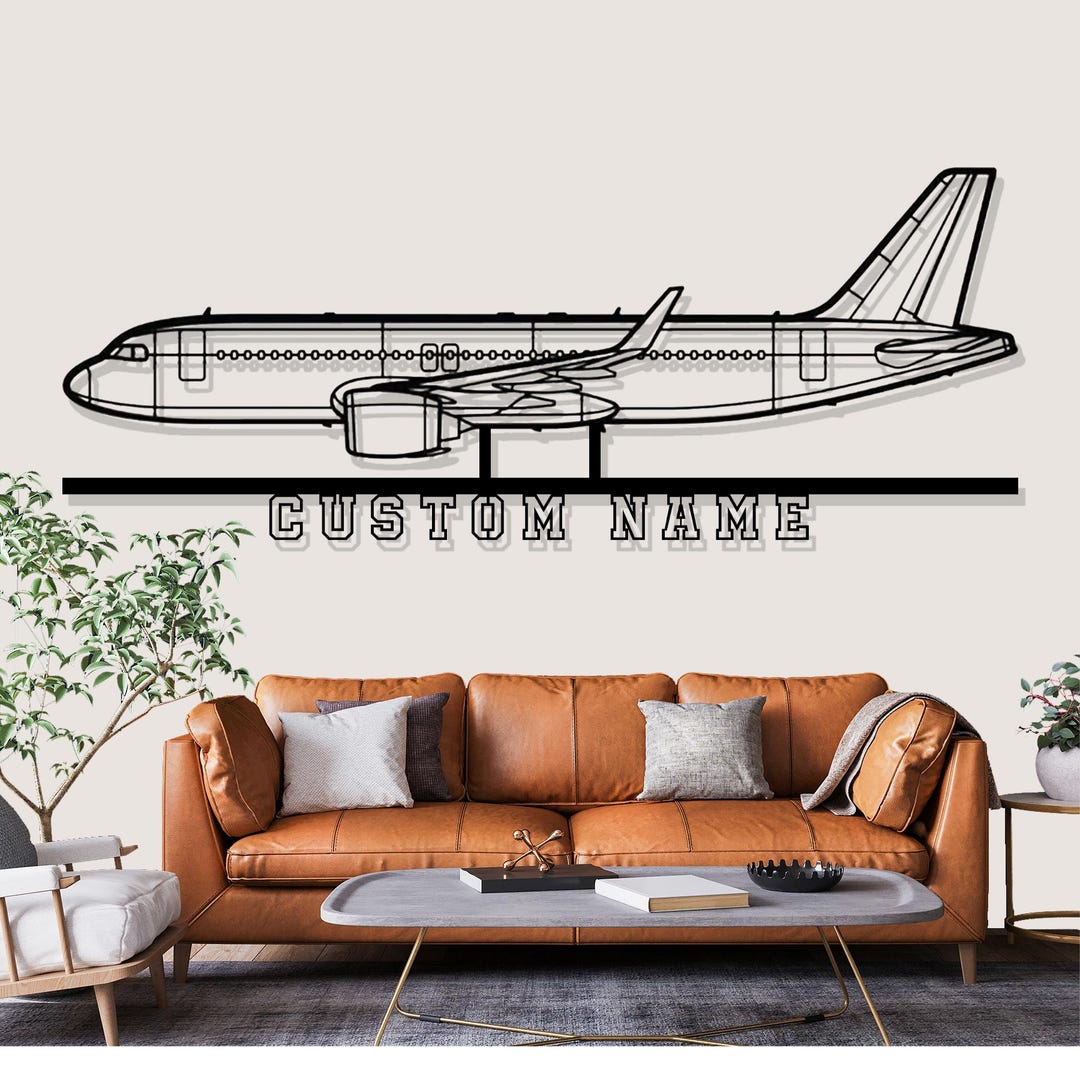 Airbus A320 Neo Airplane Silhouette Metal Wall Art, Custom Metal Wall ...