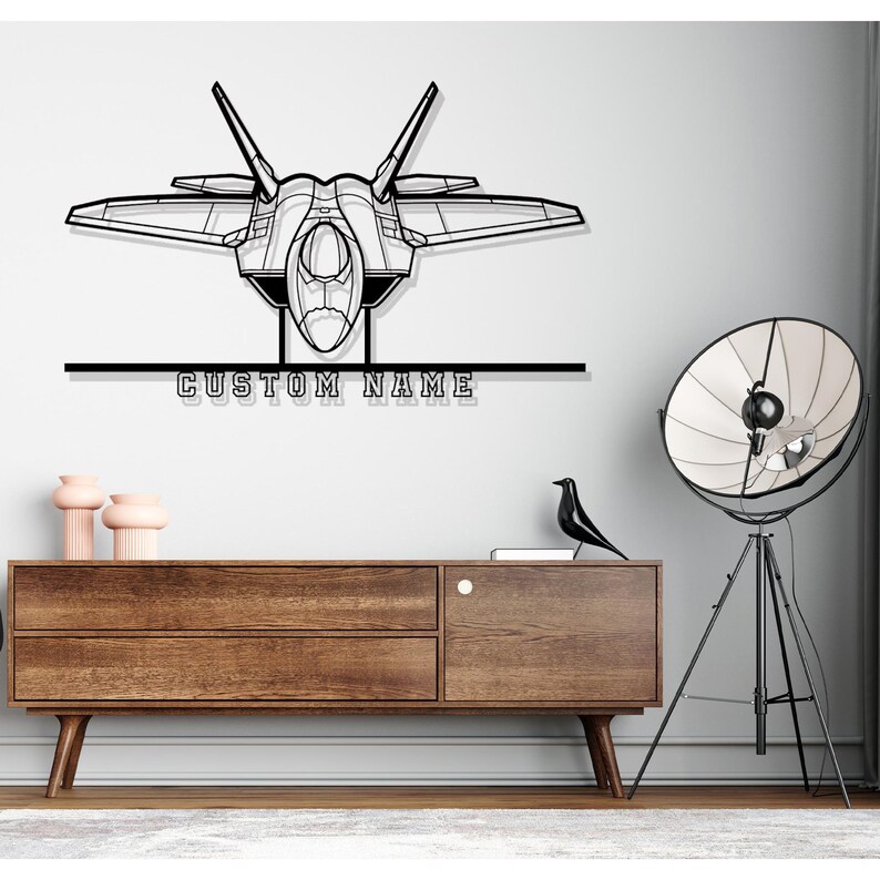 Lockheed Martin F 22 Raptor Angle Airplane Silhouette Metal Wall Art ...