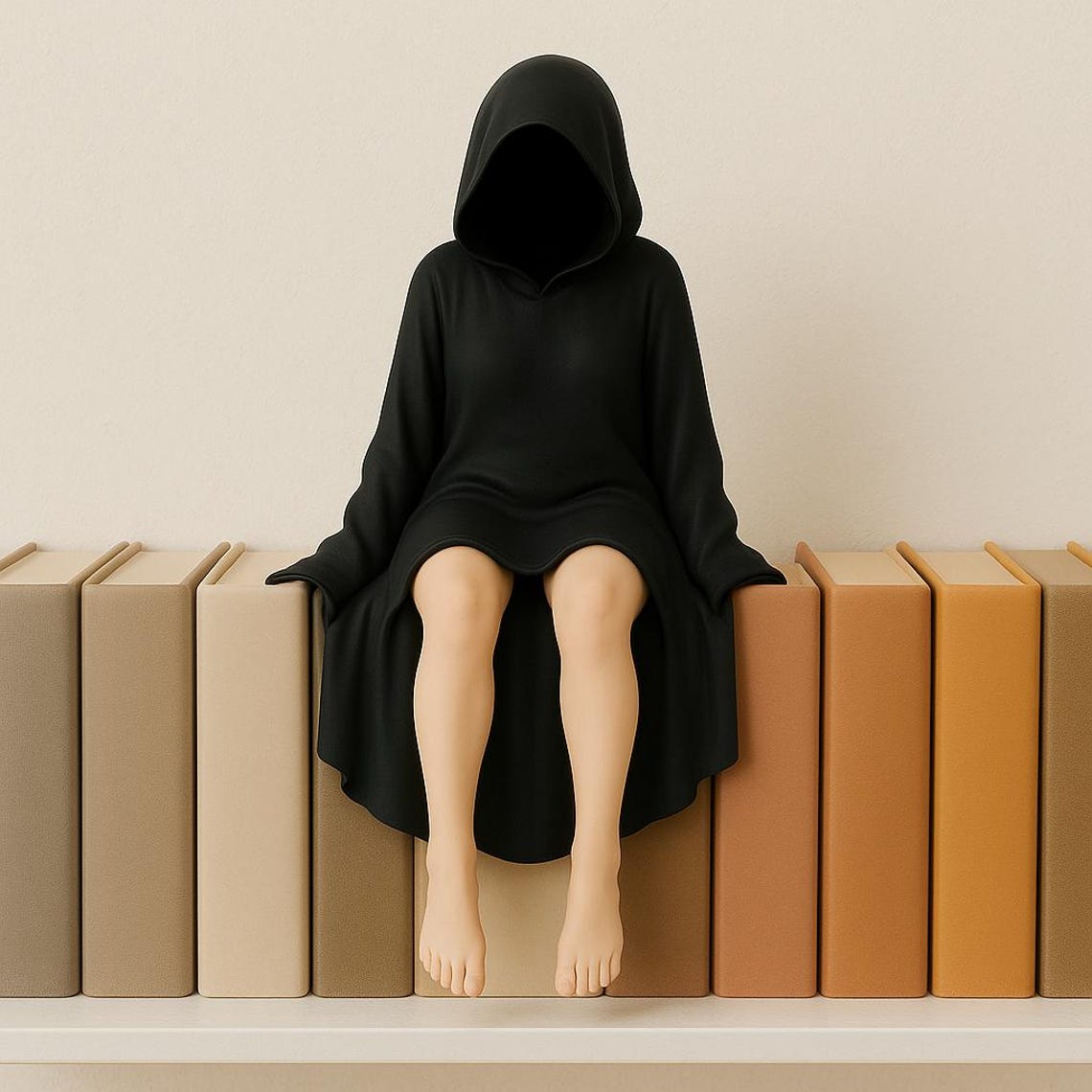 Gothic Faceless Hooded Figurine – Mysterious Sitting Statue for Shelf ...