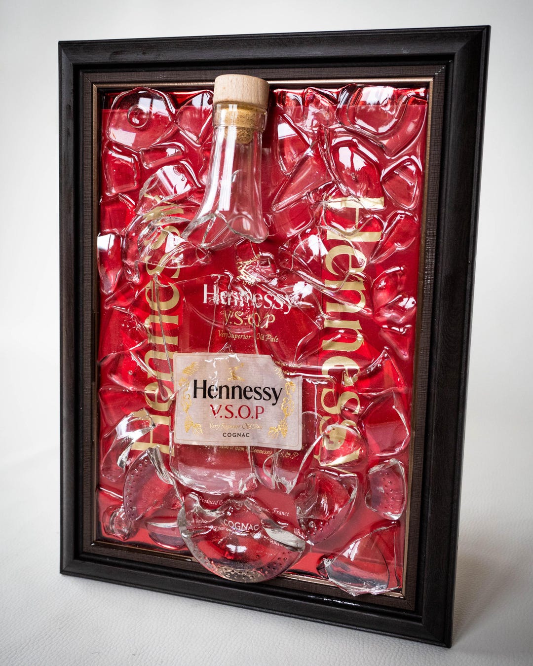 Hennessy V.S.O.P Bottle Art – Shattered Glass With Red Background in ...