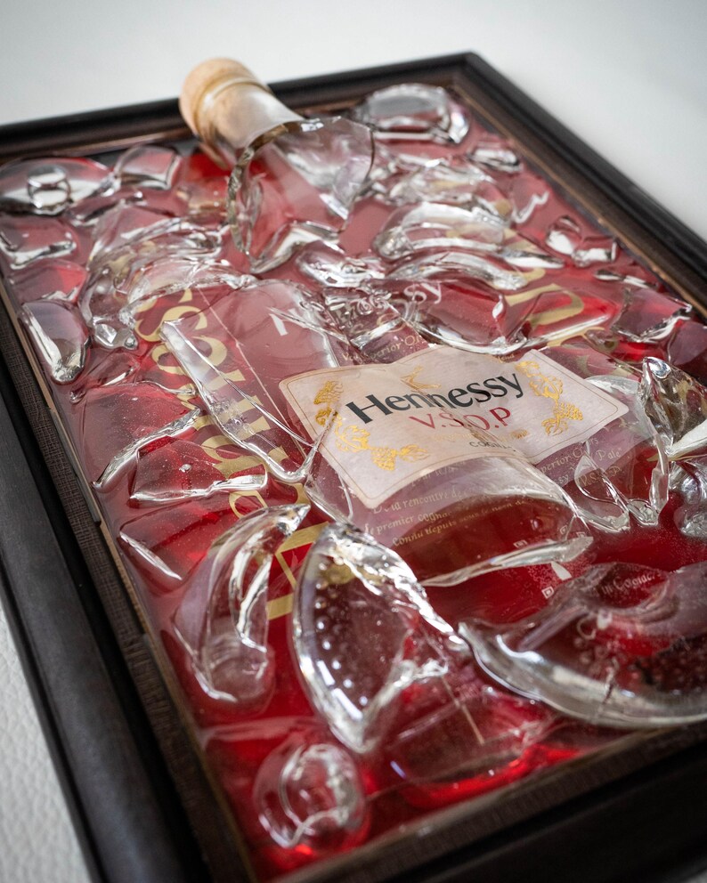 Hennessy V.S.O.P Bottle Art – Shattered Glass With Red Background in ...