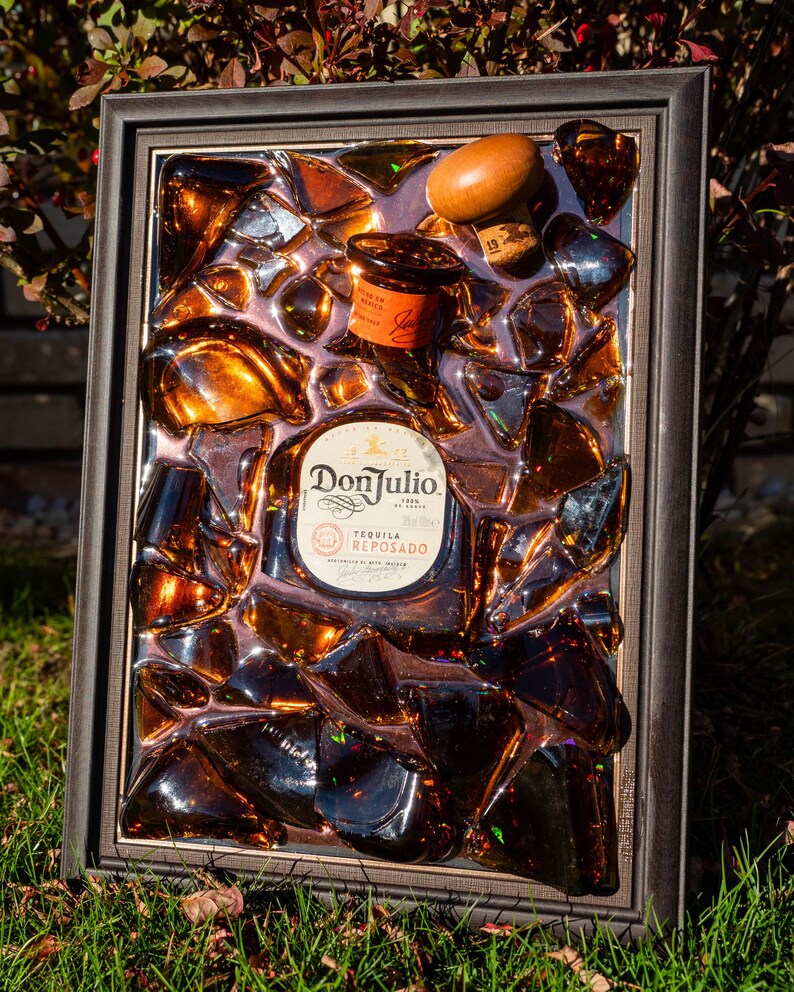 Don Julio Reposado – Shattered Bottle Art in Brown Frame - Etsy