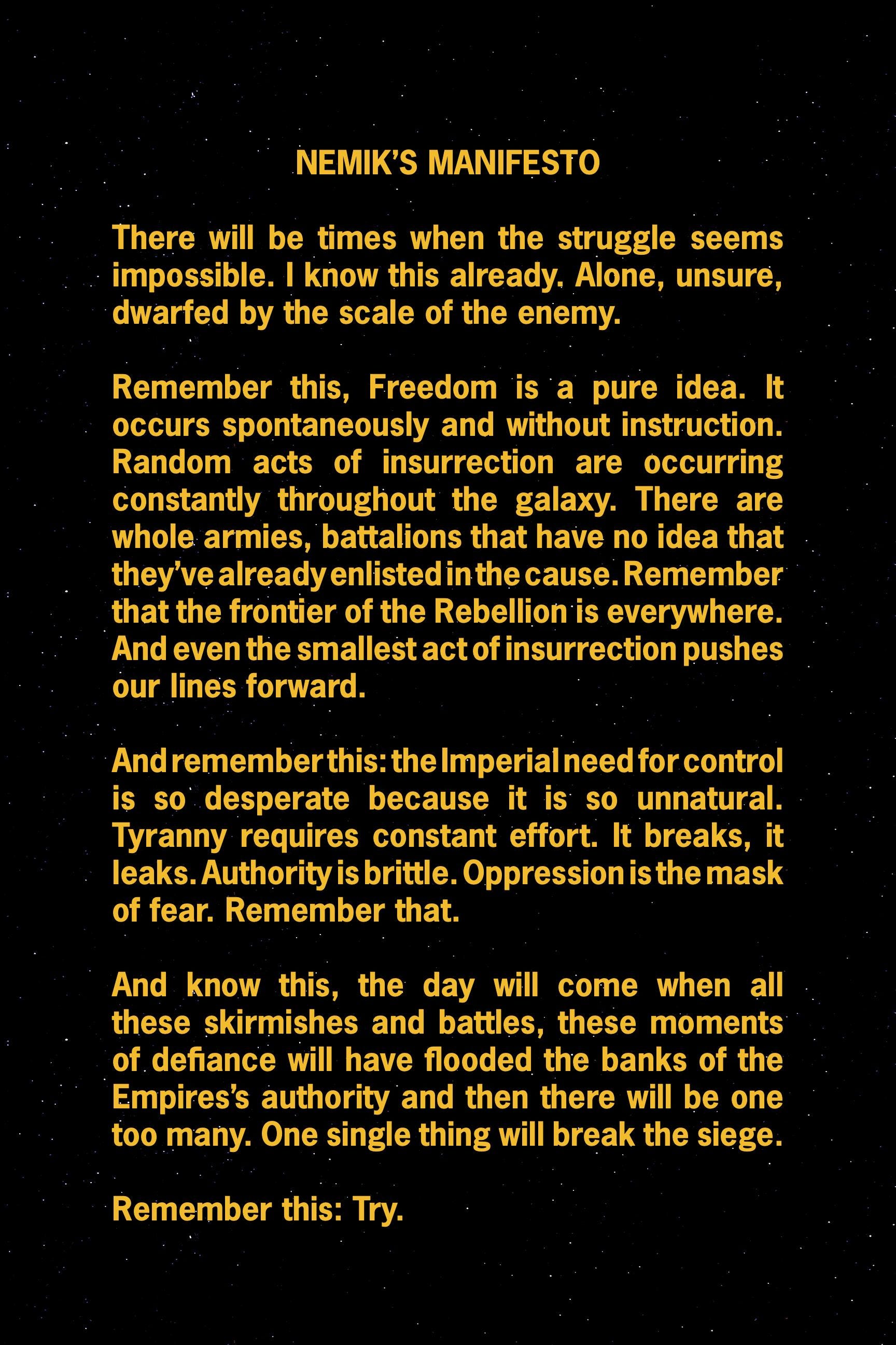 Nemik's Manifesto Poster Opening Crawl Style - Etsy