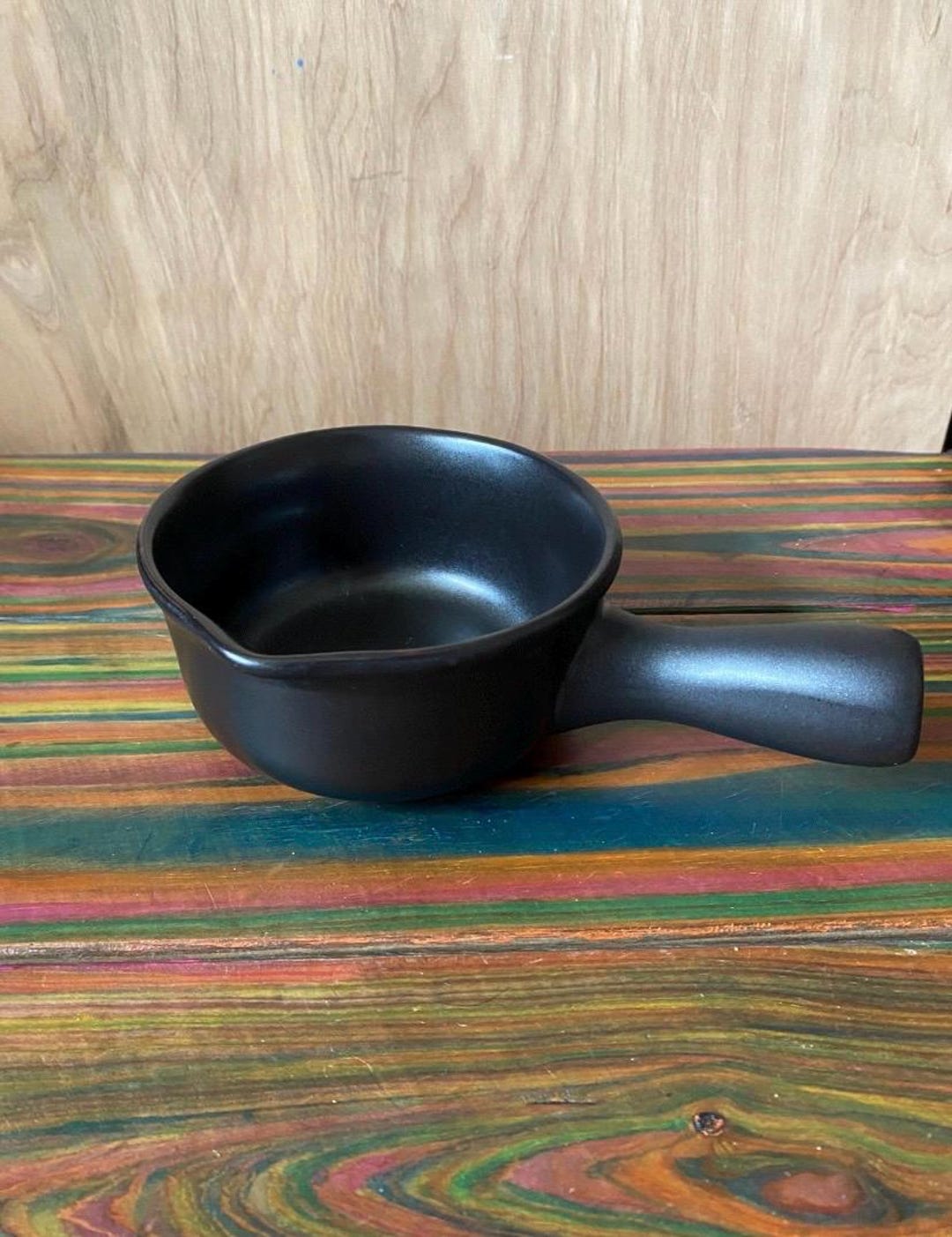 Fondue Black Ceramic Planter, Cauldron With Handle Flower Pot, Directly ...