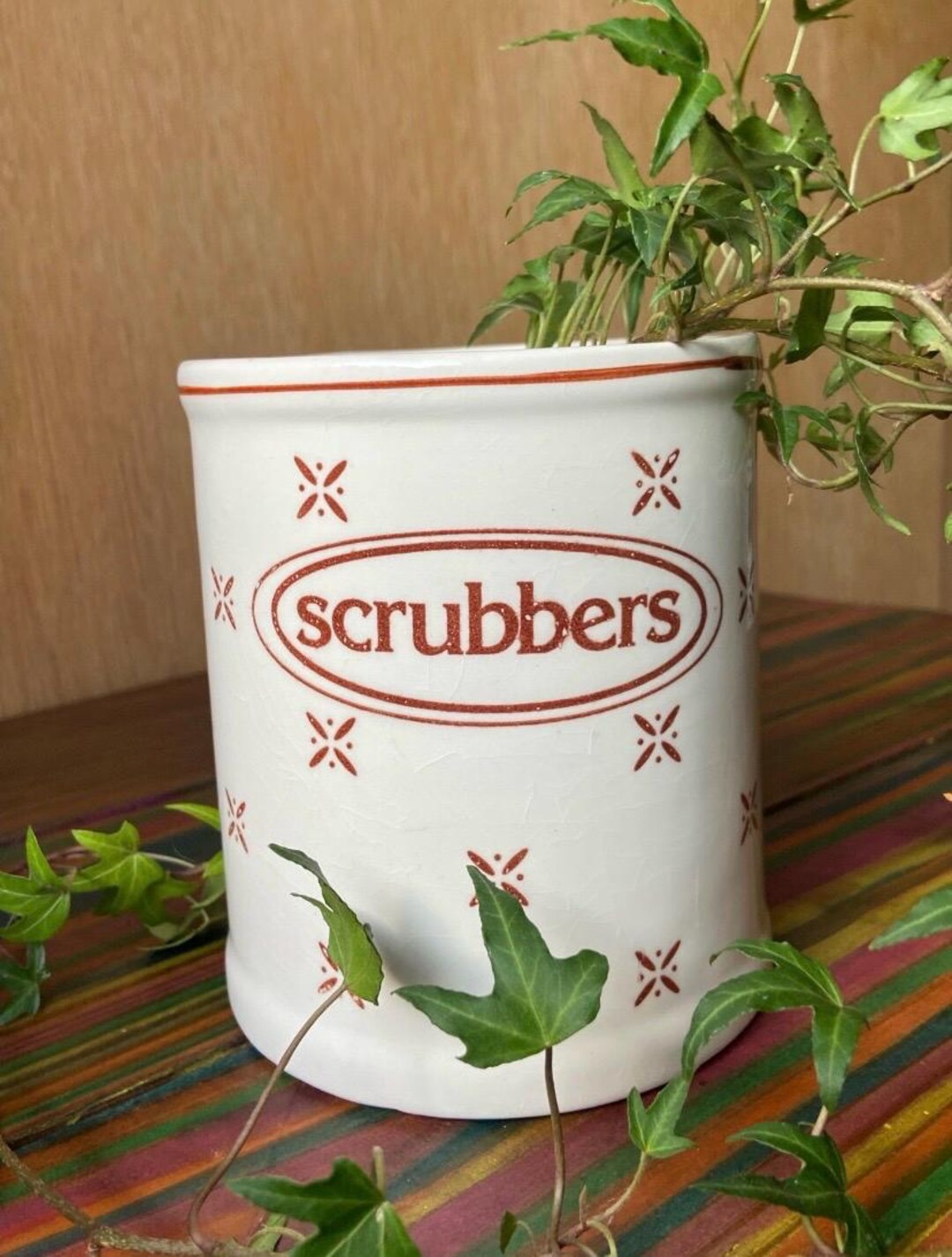 Retro Embossed Scrubbers Flower Pot, Cylindrical Old-timey With ...