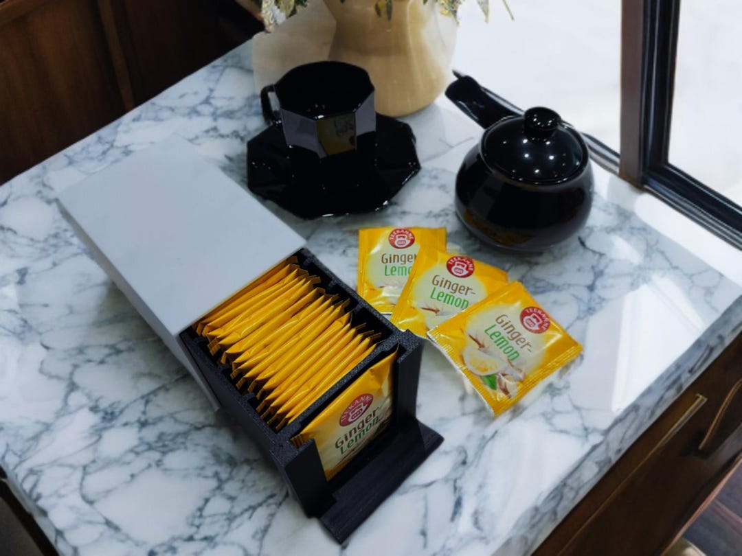 3D Printable Tea Bag Organizer STL – Modern Teabag Dispenser Box ...
