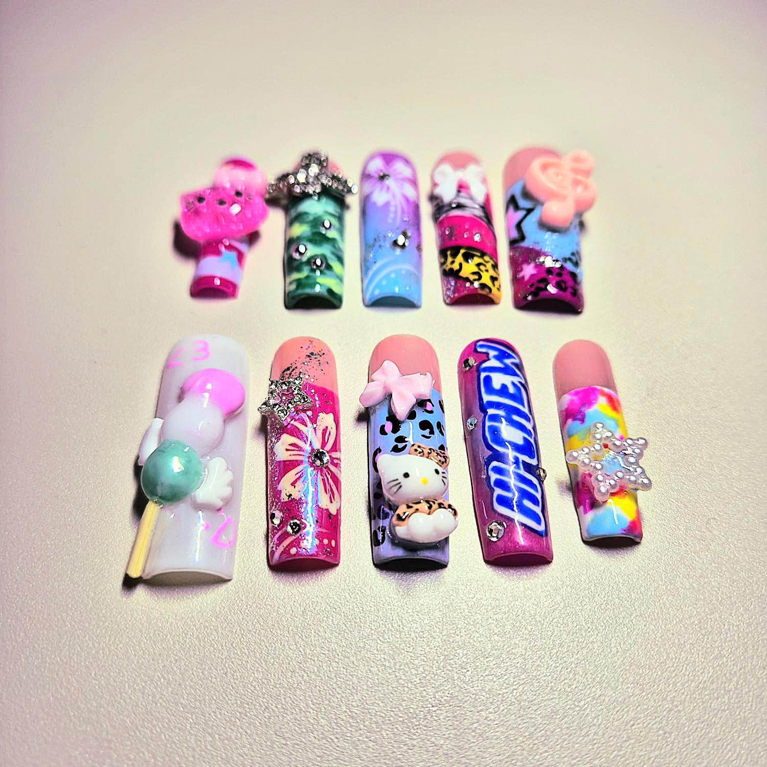 Handmade Gyaru Press-on Nails: Tokyo Kawaii Maximalism - Etsy
