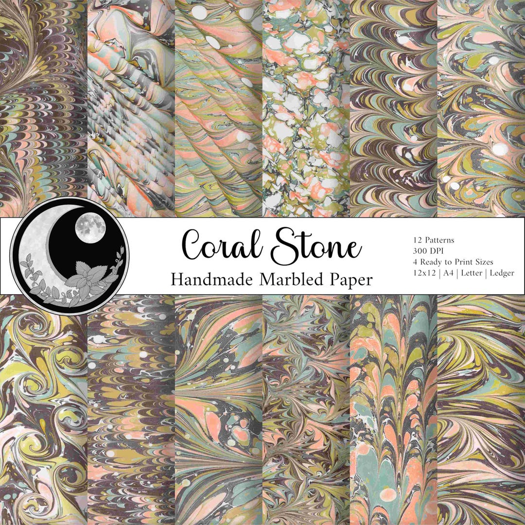 Marble Paper Pack - 'coral Stone' Printable Bundle for Scrapbooking ...