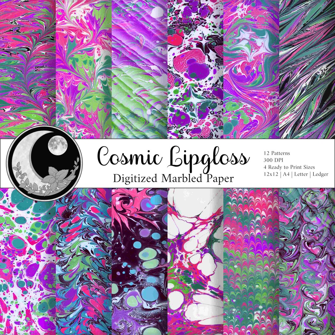 Cosmic Lipgloss Digitized Marbled Paper | Scrapbook Paper - Etsy