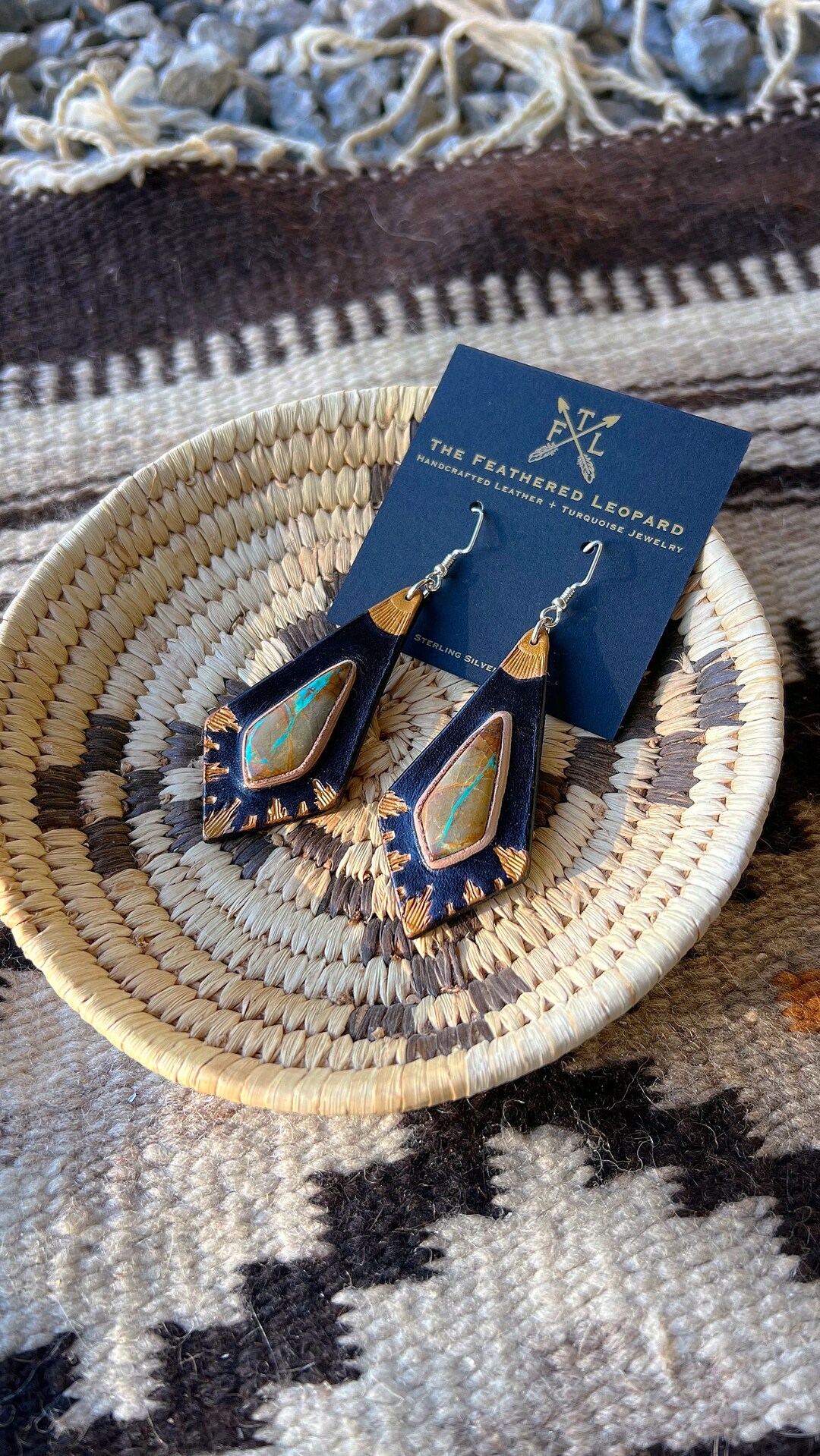 Royston Ribbon Turquoise Inlay Natural Leather and Silver - Etsy