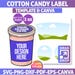 Cotton Candy Label Template: 2oz Jar, Full Wrap (canva Editable ...