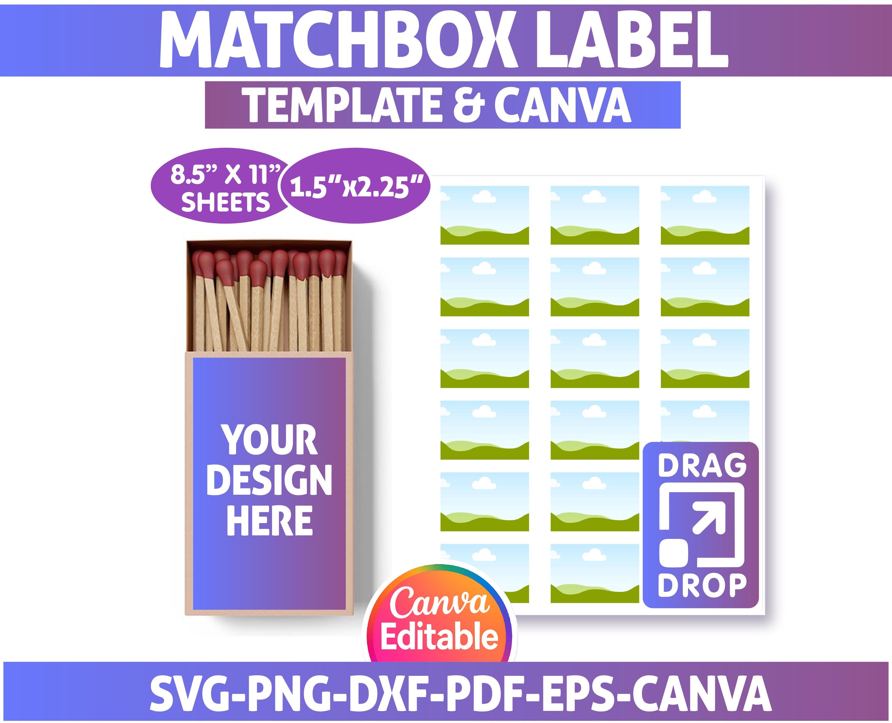 Matchbox Label Template, Match Book Svg, Matchbox Template, Match Box ...