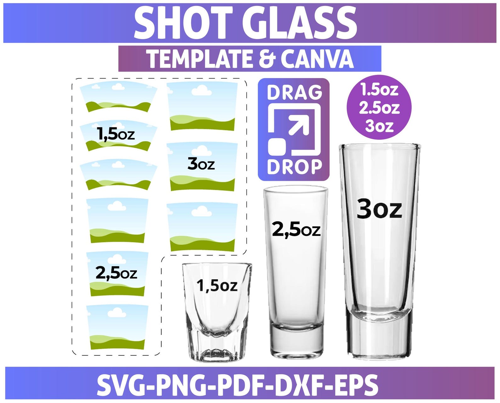 Shot Glass Wrap Template: SVG, PNG, PDF, Canva (digital Download) - Etsy