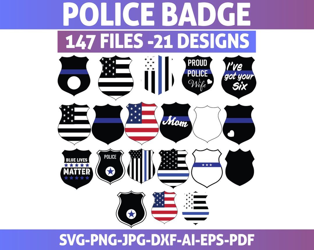 Police Badge SVG Bundle: Officer Clipart, Laser Cut Files (digital ...