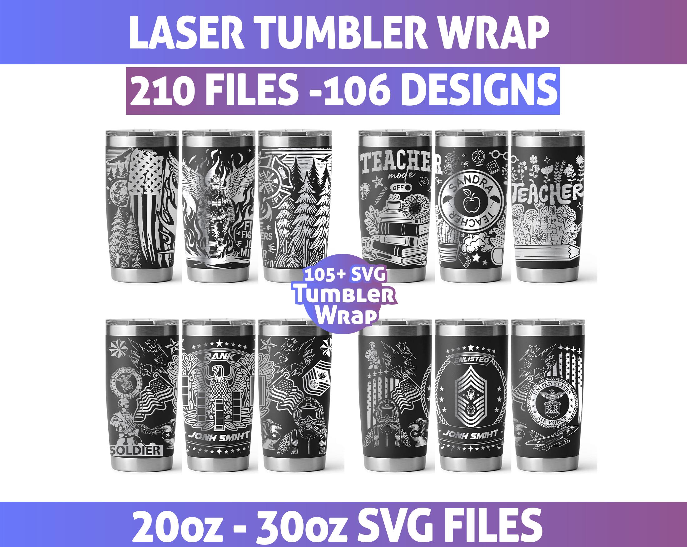 100+ Laser Tumbler Wrap SVG Bundle, Engraving Wrap Files for 20oz 30oz ...