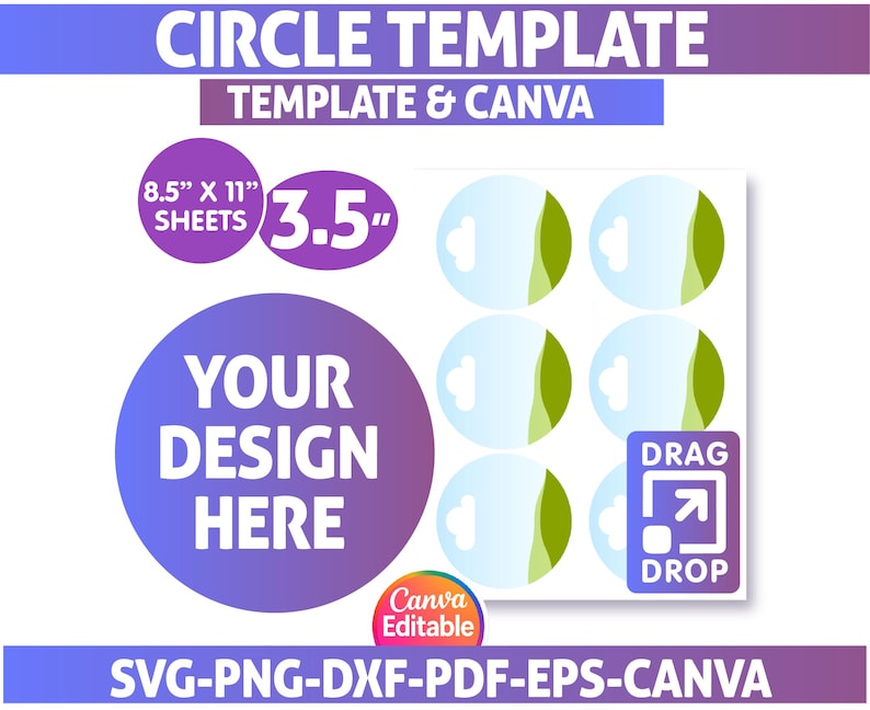 Canva-editable 3.5″ Circle Template, Circle Template, Multipurpose ...