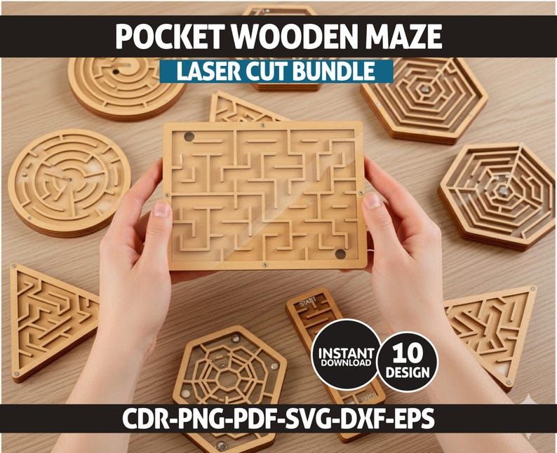 Pocket Wooden Maze Laser Cut Files, 3d Labyrinth Maze Toys, Wooden ...