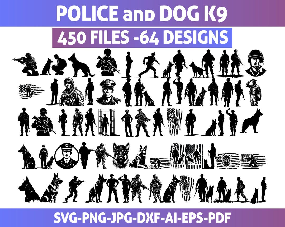 Police and K9 Dog SVG Bundle: Officer & Badge Designs (digital Download ...