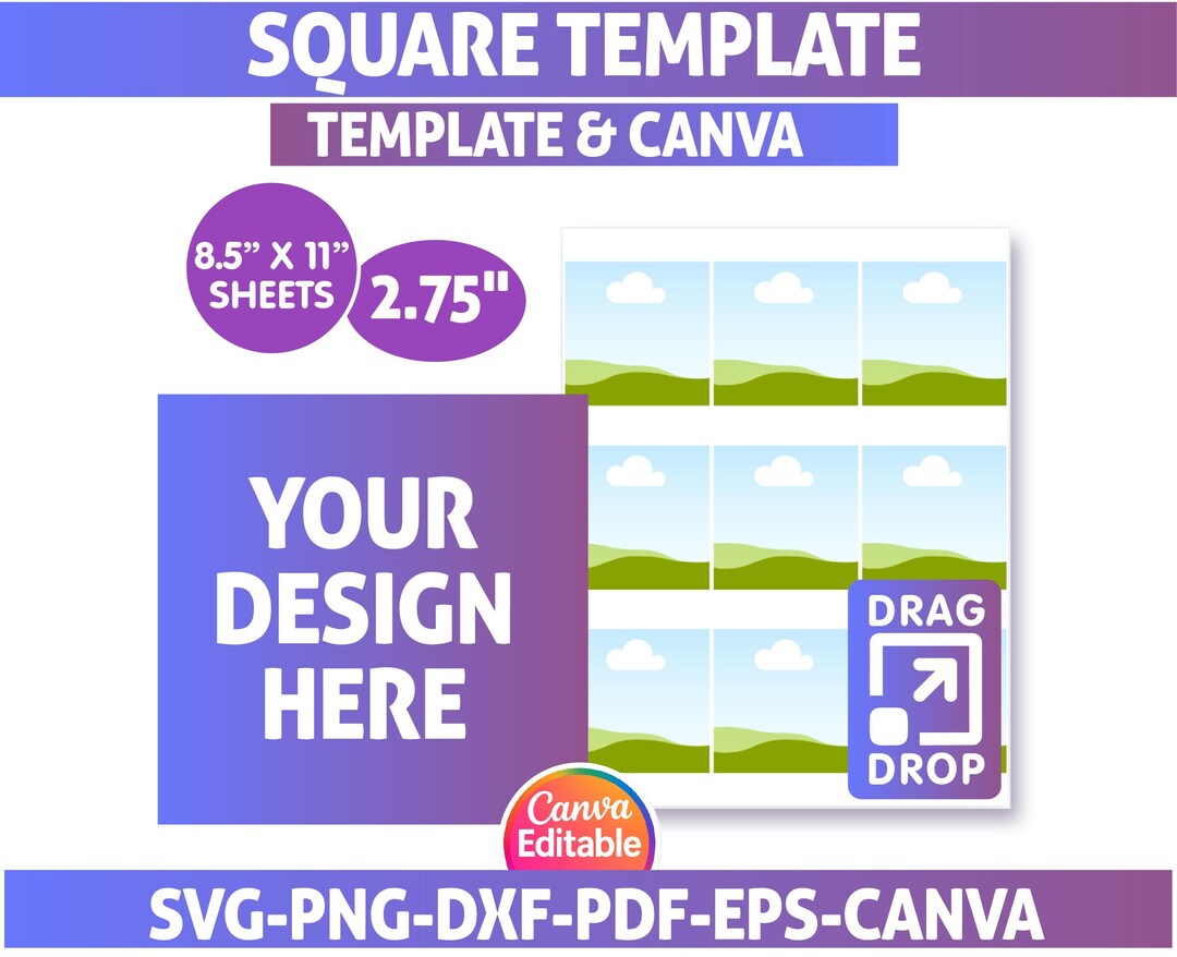 Square Template Bundle, Canva Square Template, Multipurpose Labels ...