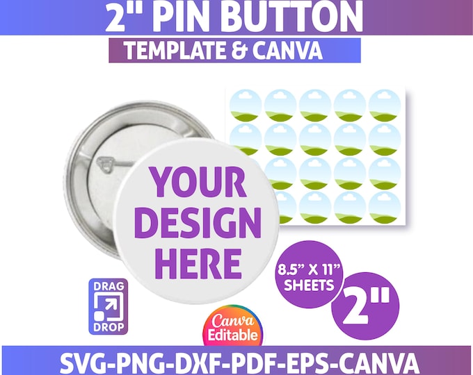 2" Button Pin Template Bundle, Canva Button Pin Template, Button Pin ...