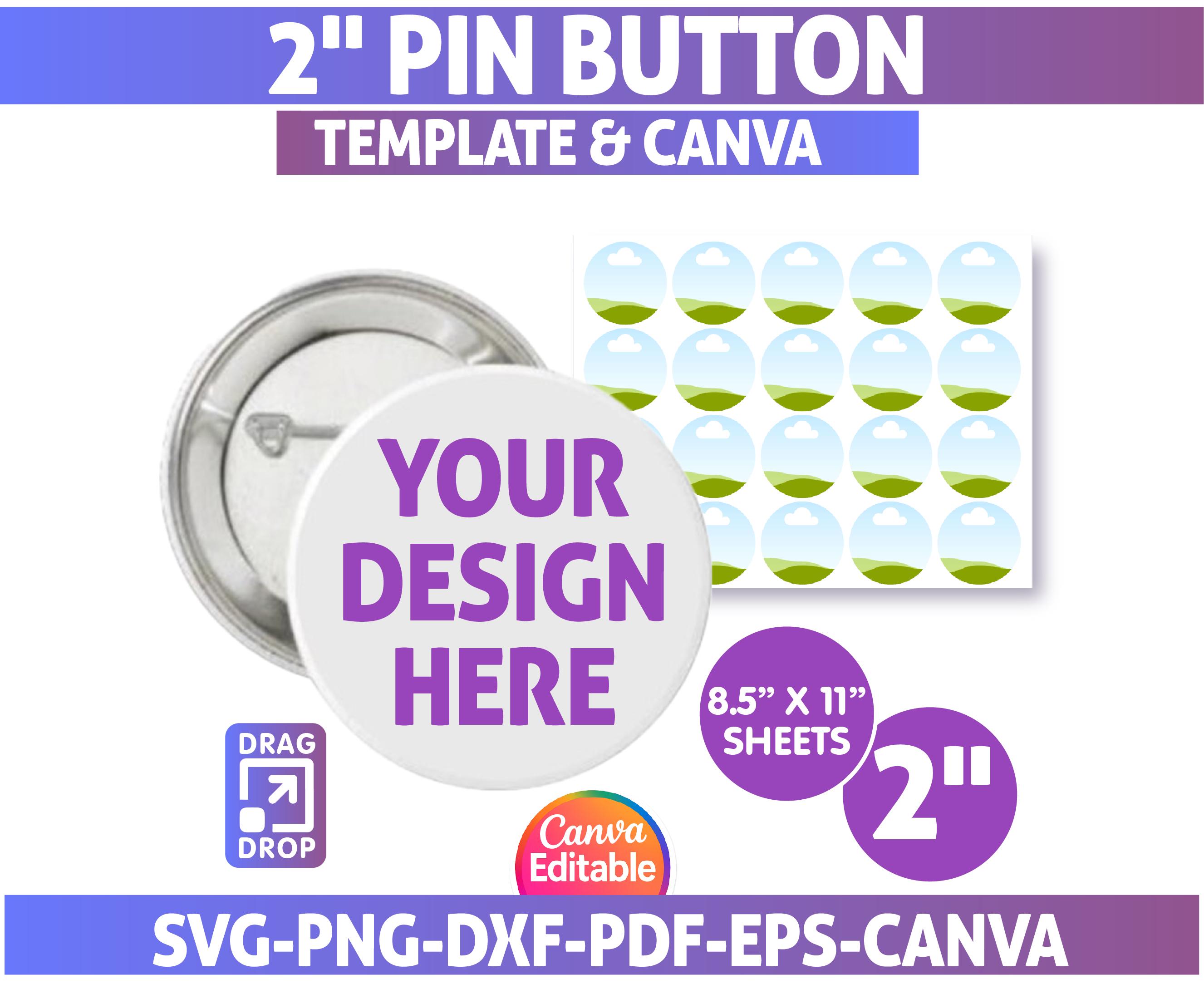 2" Button Pin Template Bundle, Canva Button Pin Template, Button Pin ...