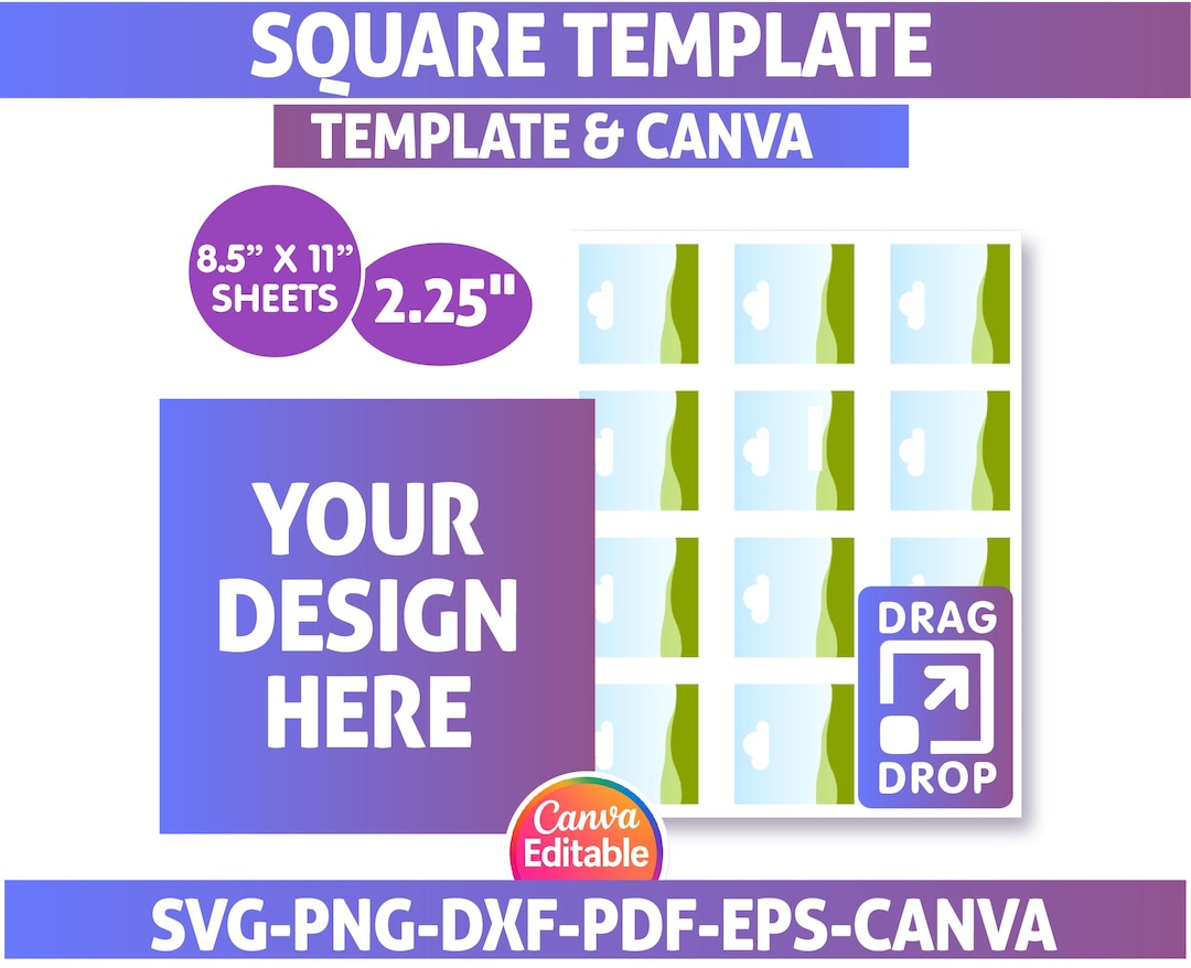 2.25" Square Label Template: Editable Canva Design (digital Download ...