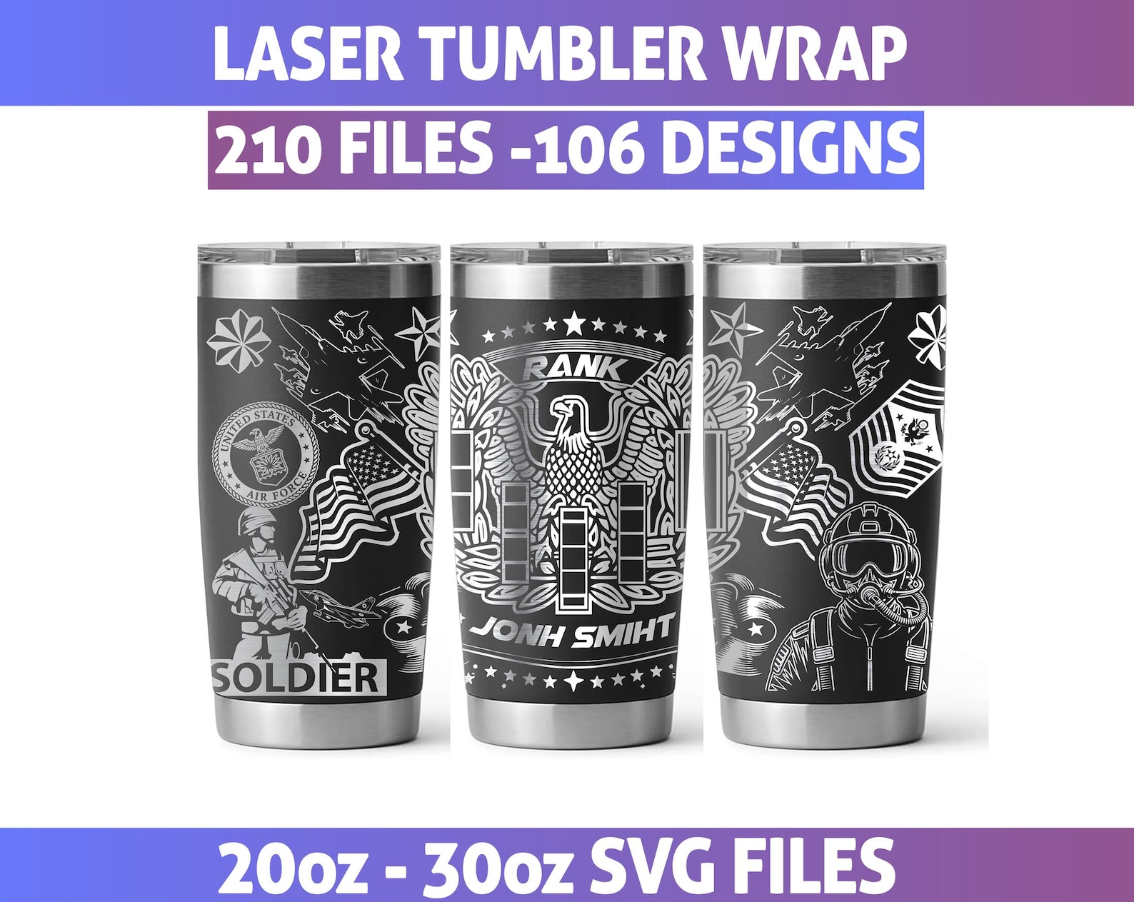 100+ Laser Tumbler Wrap SVG Bundle, Engraving Wrap Files for 20oz 30oz ...