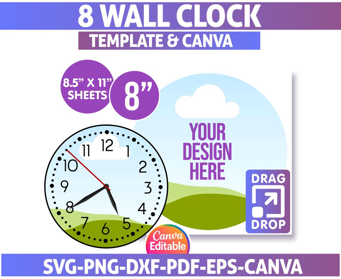 Wall Clock Template, Wall Clock Svg, Wall Clock Sublimation, Clock ...