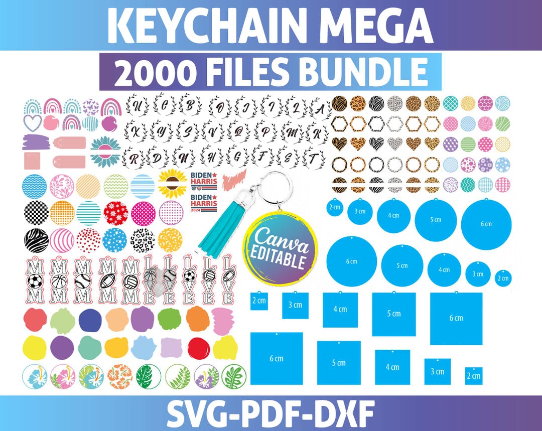 Keychain Template SVG Bundle: Circle & Rectangle, Canva Editable ...