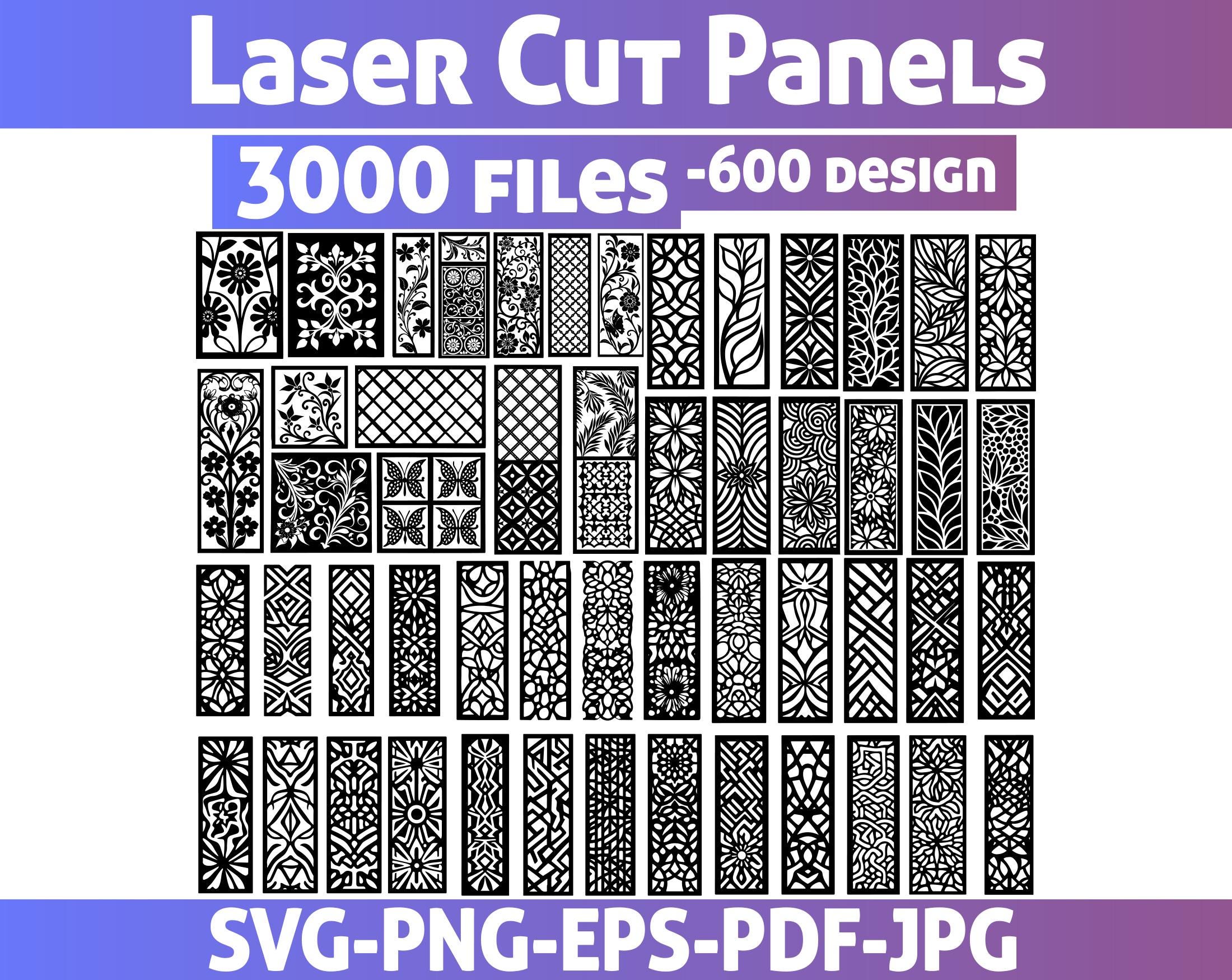 Laser Cut Panel SVG Bundle: 600 Geometric Designs (digital Files for ...
