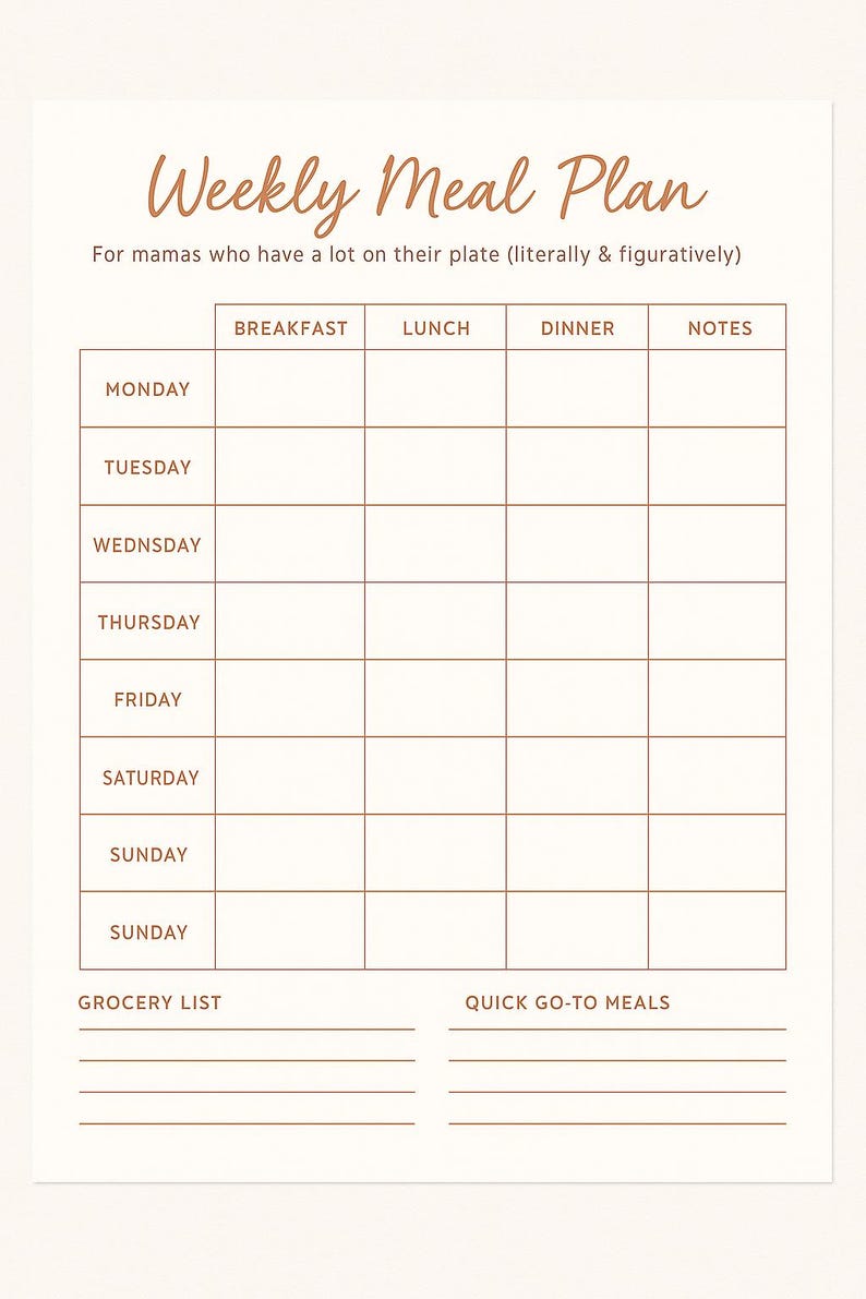 Weekly Meal Planner Printable | Simple Family Meal Plan | Busy Mom ...