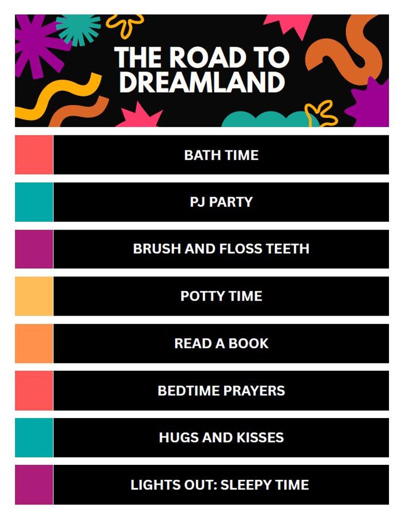 Bedtime Routine Chart for Kids - Calm Nighttime Steps Printable ...