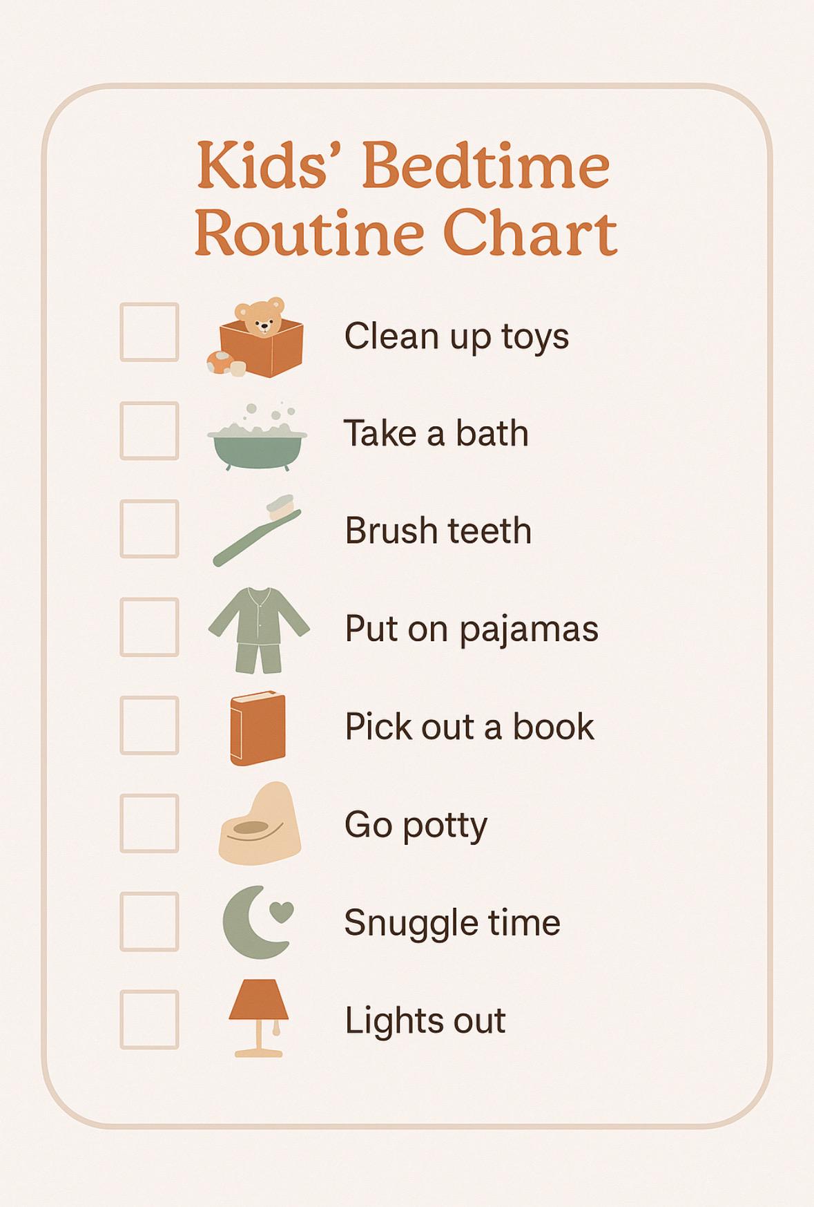 Kids’ Bedtime Routine Chart | Printable Nighttime Checklist | Gentle ...